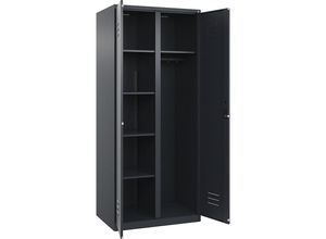 4067521360613 - Putzmittelspind Classic PLUS 1 Abteil Trennwand mittig grau B 800 mm mit Bodengleitern Drehriegel C+P