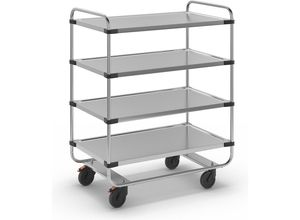 4007537083878 - Edelstahl-Servierwagen montiert mit 4 Etagen LxBxH 1035 x 635 x 1310 mm kaiserkraft