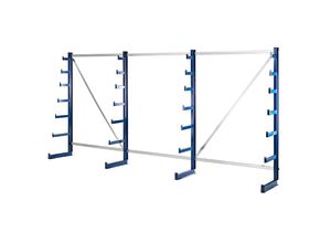 4054666004373 - eurokraft pro Kragarmregal mit nach oben verjüngender Kragarm-Länge Regallänge 4050 mm einseitig enzianblau