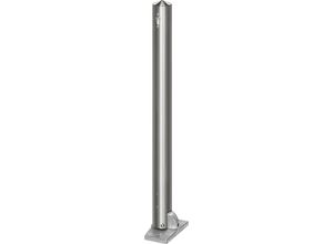 4050576069563 - Edelstahl-Sperrpfosten mit Spitzkopf zum Aufdübeln Ø 76 mm klappbar Profilzylinder kaiserkraft