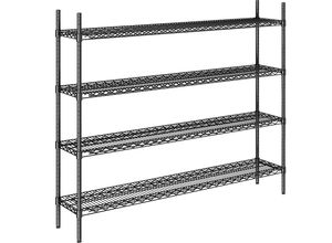 4260563728896 - Stahldraht-Gitterregal schwarz Fachlast 250 kg BxT 1520 x 360 mm Grundregal Höhe 1370 mm 4 Fachböden kaiserkraft