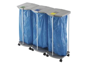 4007126093691 - Müllsackständer mit 250 blauen Wertstoffsäcken ProfiLine MSS XXXL 3 x 120 l HxBxT 1000 x 1330 x 450 mm fahrbar Hailo