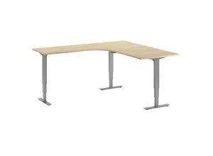 4061753259660 - Schreibtisch Atlanta elektrisch höhenverstellbar L-Form BxT 1800 x 2000 mm Eiche silber rechts kaiserkraft
