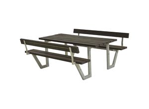 5703393732750 - Gruppensitzbank für 6 Personen Recycling-Kunststoff schwarz mit Lehne kaiserkraft