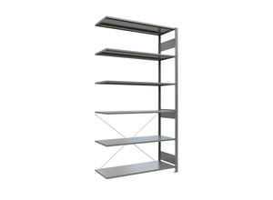 4061753012418 - eurokraft pro Steckregal einreihig Fachboden-BxT 1300 x 500 mm verzinkt Höhe 2500 mm Anbauregal