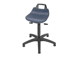 4260257711739 - Arbeitshocker mit Gasfeder-Höhenverstellung mit Gleitern Sitzfläche aus blauem PU-Schaum kaiserkraft