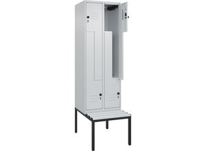 4067521118566 - Z-Spind Classic PLUS Sitzbank 2 Abteile lichtgrau B 600 mm Sicherheits-Drehriegel untergebaut Kunststoff C+P