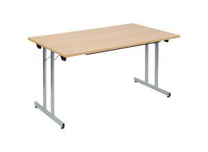 4061753246691 - Klapptisch F25 BxT 1400 x 800 mm Platte Buche-Dekor Gestell alusilber kaiserkraft