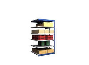 4250623731737 - Stabil-Steckregal doppelseitig Regalhöhe 2500 mm blau verzinkt Bodenbreite 1325 mm Anbauregal Breite x Tiefe 1325 x 600 mm hofe