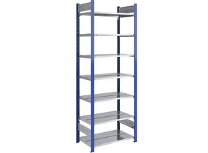 4250623705202 - Ordner-Steckregal doppelseitig Höhe 2350 mm BxT 750 x 600 mm Grundregal blau   verzinkt hofe