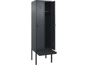 4066681785915 - Spind Classic PLUS Sitzbank 2 Abteile grau B 600 mm Sicherheits-Drehriegel auskragend Kunststoff C+P