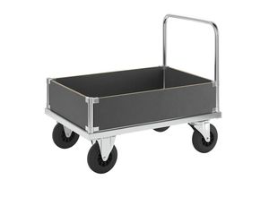 7350050352387 - Kongamek - Kastenwagen verzinkt 1000x700x900mm mit Ladefläche Schiebegriff und 4 Wänden 400mm hoch mit Gummibereifung ohne Bremse