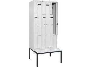 4068427112023 - Z-Spind Evolo PLUS Sitzbank 3 Abteile weiß B 900 mm Zylinderschloss mit untergebauter Sitzbank Kunststoff kaiserkraft