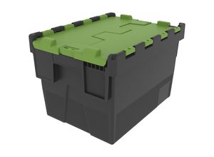 5051143000667 - Mehrweg-Stapelbehälter LxBxH 400 x 300 x 264 mm schwarz grün kaiserkraft