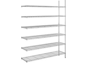 4061753091758 - Stahldraht-Gitterregal verchromt Fachlast 100 kg BxT 1520 x 460 mm Anbauregal Höhe 2180 mm 6 Fachböden kaiserkraft