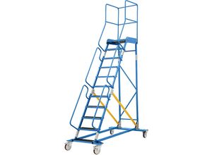 4054666010442 - eurokraft pro Mobile Podestleiter Riefengummi-Stufeneinlage 11 Stufen