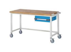 4061753265326 - eurokraft pro Fahrbare Werkbank Serie 8000 Gestellbauweise 1 Hängeschublade BxT 1500 x 700 mm