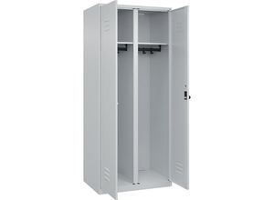 4067521331491 - Schwarz-Weiß-Spind Classic PLUS 1 Abteil lichtgrau HxB 1850 x 800 mm mit Bodengleitern Drehriegel C+P