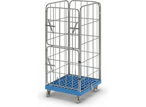 4260316441737 - Rollbehälter MODULAR Kunststoff-Rollplatte Gitter 4-seitig Platte hellblau kaiserkraft
