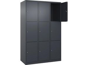 4068192006824 - 3er-Schließfachschrank Evolo PLUS 3 Abteile grau B 1200 mm 9 Fächer mit Bodengleitern Zylinderschloss kaiserkraft