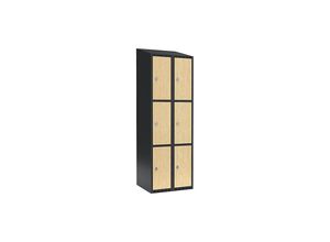 7042424831672 - 3er-Schließfachschrank Fydor 2 Abteile grau   Birke B 600 mm 2 Abteile schräge Dachform Vorhängeschloss kaiserkraft