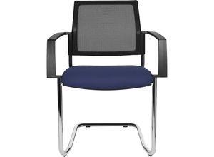 4014296957272 - Netz-Stapelstuhl Freischwinger VE 2 Stk Sitz blau Gestell chrom Topstar