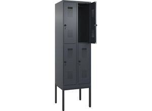 4068192200796 - Doppelstock-Spind Evolo PLUS 2 Abteile grau B 600 mm mit schmalen Füßen Drehriegel C+P