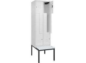 4067521118764 - Z-Spind Classic PLUS Sitzbank 2 Abteile verkehrsweiß B 600 mm Zylinderschloss untergebaut Kunststoff C+P