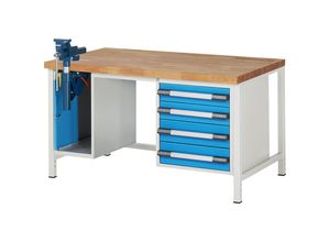 4061753261014 - eurokraft pro Werkbank Gestellbauweise Serie 8000 4 Schubladen 2 x 120 2 x 150 mm 1 Schrank BxT 1500 x 900 mm