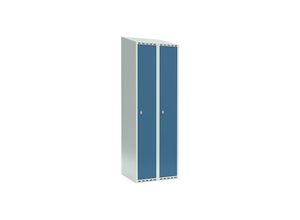 7042424575934 - Spind Fydor 2 Abteile lichtgrau   brillantblau B 600 mm 2 Abteile schräge Dachform Vorhängeschloss kaiserkraft