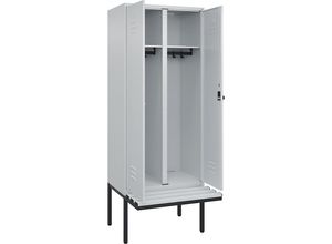 4066681789487 - Schwarz-Weiß-Spind Classic PLUS Sitzbank 1 Abteil lichtgrau B 800 mm Sicherheits-Drehriegel auskragend Kunststoff C+P