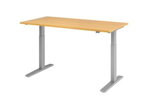 4032062182390 - Sitz-Steh-Schreibtisch VXMKA16 6 S elektrisch höhenverstellbar 70 - 120cm (H) 160cmx80cm (BxT) rechteckig buche   Silber 403