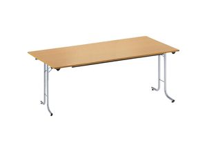 3700245508169 - Klapptisch mit abgerundeten Kanten Rundrohr-Gestell Plattenform rechteckig 1600 x 700 mm Gestell alufarben Platte Buche-Dekor kaiserkraft