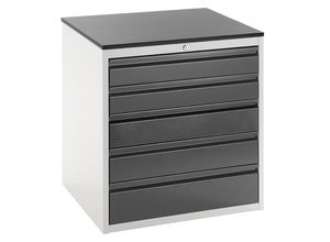 4040376927040 - Schubladenschrank mit Teleskopführungen Höhe 820 mm Schubladen 2 x 120 2 x 150 1 x 180 mm lichtgrau   anthrazit Breite 770 mm RAU