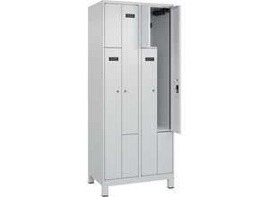 4068192702429 - Z-Spind Evolo PLUS 2 Abteile lichtgrau B 800 mm 4 Fächer mit breiten Füßen Zylinderschloss kaiserkraft