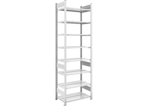 4250623711159 - Akten-Steckregal RAL 7035 Regalhöhe 2700 mm doppelseitig Grundregal BxT 750 x 600 mm hofe