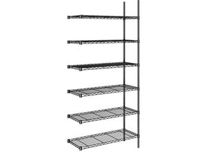 4061753091390 - Stahldraht-Gitterregal schwarz Fachlast 100 kg BxT 910 x 460 mm Anbauregal Höhe 2180 mm 6 Fachböden kaiserkraft