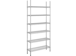 4061753092045 - Stahldraht-Gitterregal verchromt Fachlast 150 kg BxT 910 x 360 mm Grundregal Höhe 2180 mm 6 Fachböden kaiserkraft