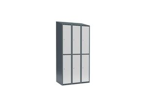 7042424846638 - Doppelstock-Spind Fydor 3 Abteile blaugrau   lichtgrau B 900 mm 3 Abteile schräge Dachform Zylinderschloss kaiserkraft