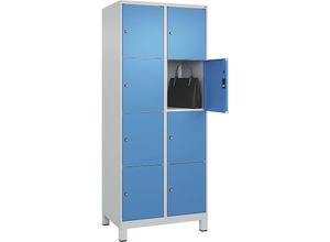 4066681680791 - 4er-Schließfachschrank Classic PLUS 2 Abteile lichtgrau   lichtblau B 800 mm 8 Fächer mit Füßen C+P