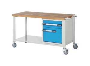 4061753038241 - eurokraft pro Fahrbare Werkbank Serie 8000 Gestellbauweise 1 Schublade 1 Tür Ablageboden BxT 1500 x 700 mm