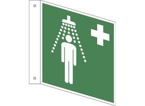 4061466070163 - Rettungszeichen Notdusche VE 10 Stk Kunststoff Fahnenschild 150 x 150 mm kaiserkraft