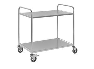 4260626150152 - Edelstahl-Servierwagen 2 Etagen luftidentische Reifen LxBxH 1070 x 670 x 970 mm kaiserkraft