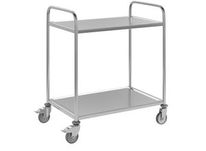 4260626150091 - Edelstahl-Servierwagen 2 Etagen verzinkte Rolle Reifen aus Gummi LxBxH 870 x 570 x 970 mm kaiserkraft