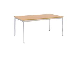 3700245514832 - eurokraft basic Mehrzwecktisch rechteckig BxH 1200 x 740 mm Tiefe 600 mm Platte Buche-Dekor Gestell verchromt