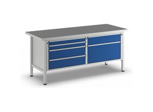 4014641016487 - Werkbänke 2000 mm breit Gestellbauweise 6 Schubladen Universalplatte Höhe 890 mm ANKE