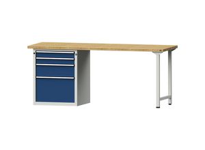 4014641034313 - Werkbank Gestellbauweise Serie V 4 Schubladen mit 2 x 90 1 x 180 1 x 360 mm Buchemassivplatte Breite 2000 mm ANKE