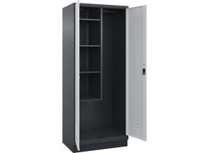 4066681661103 - Putzmittelspind Classic PLUS 1 Abteil Trennwand mittig verkürzt grau B 800 mm mit Bodensockel Zylinderschloss C+P