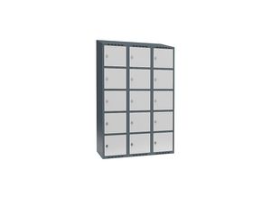 7042424834246 - 5er-Schließfachschrank Fydor 3 Abteile blaugrau   lichtgrau B 1200 mm 3 Abteile schräge Dachform Vorhängeschloss kaiserkraft