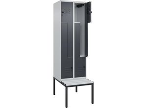 4067521118559 - Z-Spind Classic PLUS Sitzbank 2 Abteile lichtgrau   grau B 600 mm Sicherheits-Drehriegel untergebaut Kunststoff C+P
